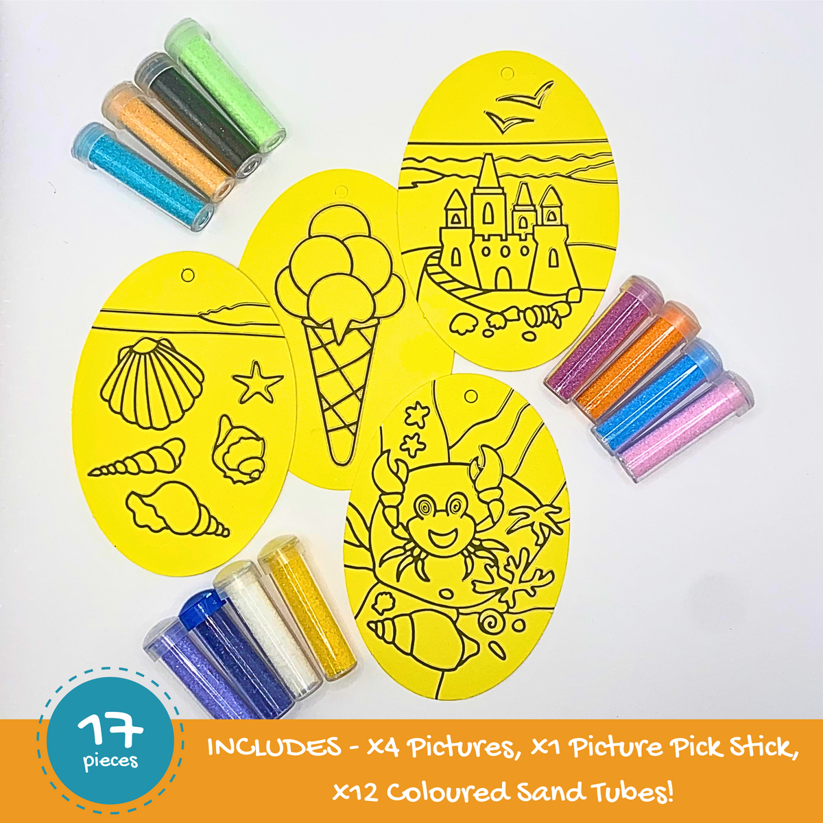 Seaside Sand Art Kit Pictures & Coloured Sand – Teddy Tastic